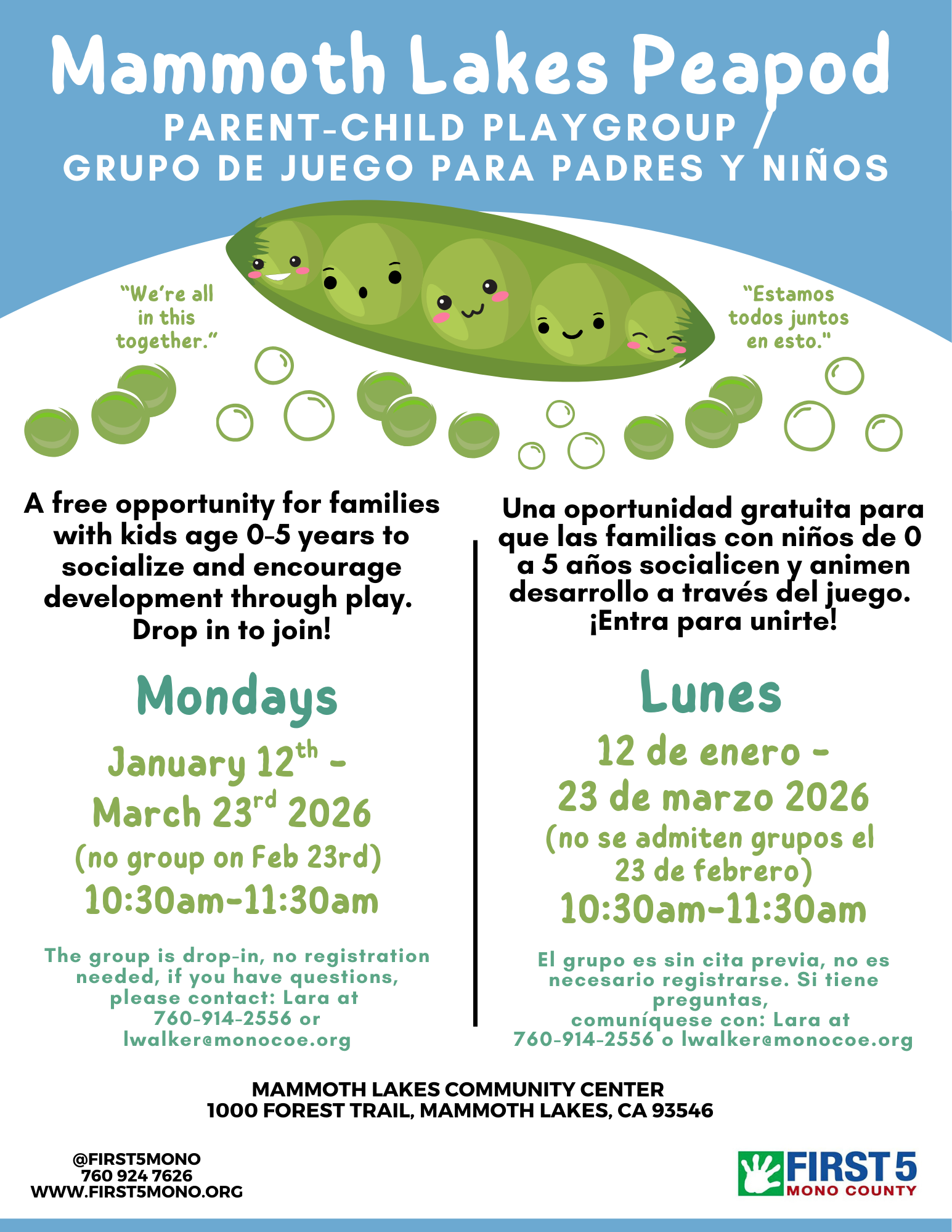 Mammoth Lakes Community Center Parent/Child Peapod Playgroup | Mondays ...
